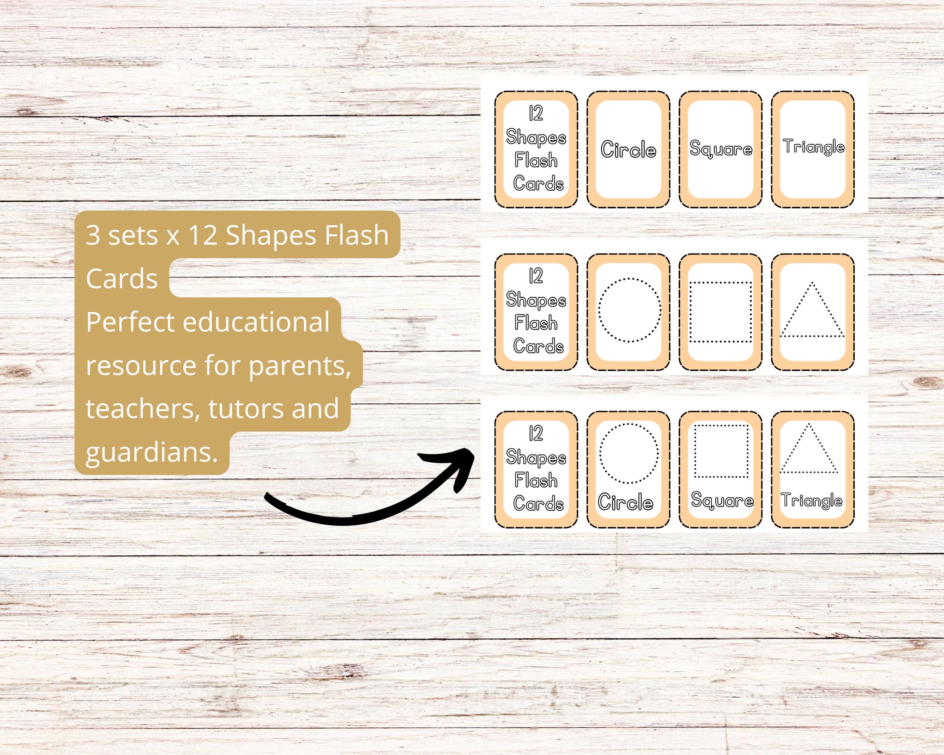 Shapes Tracing Cards, Preschool Full Page 2D Shapes Worksheets, Basic ...