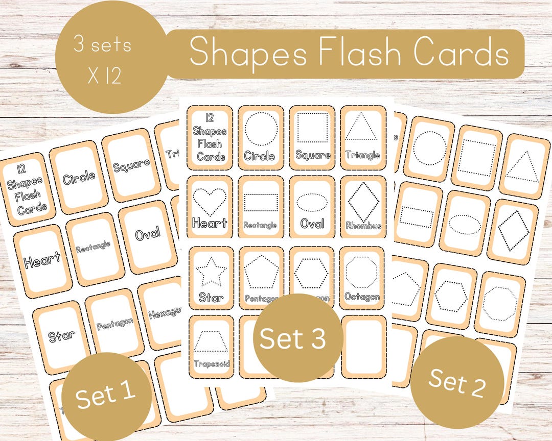 Shapes Tracing Cards, Preschool Full Page 2D Shapes Worksheets, Basic ...