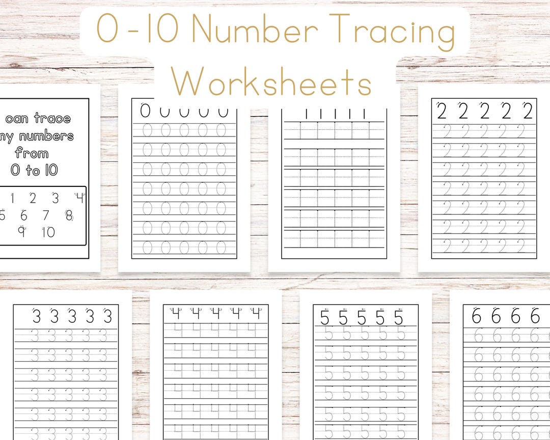 0-10 Number Tracing Worksheets Preschool Kindergarten Worksheets ...