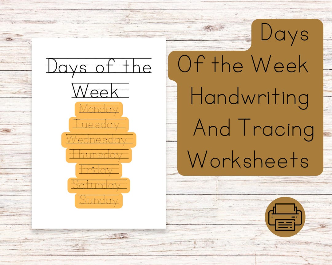 Printable Days of the Week Tracing Activity Worksheets Kids Handwriting ...