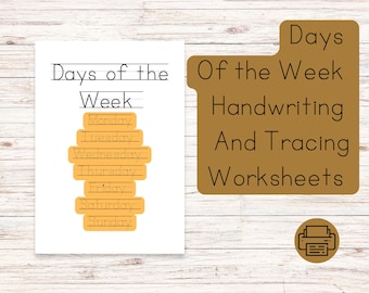 Days of the Week Tracing Worksheets Printable Tracing Printable ...