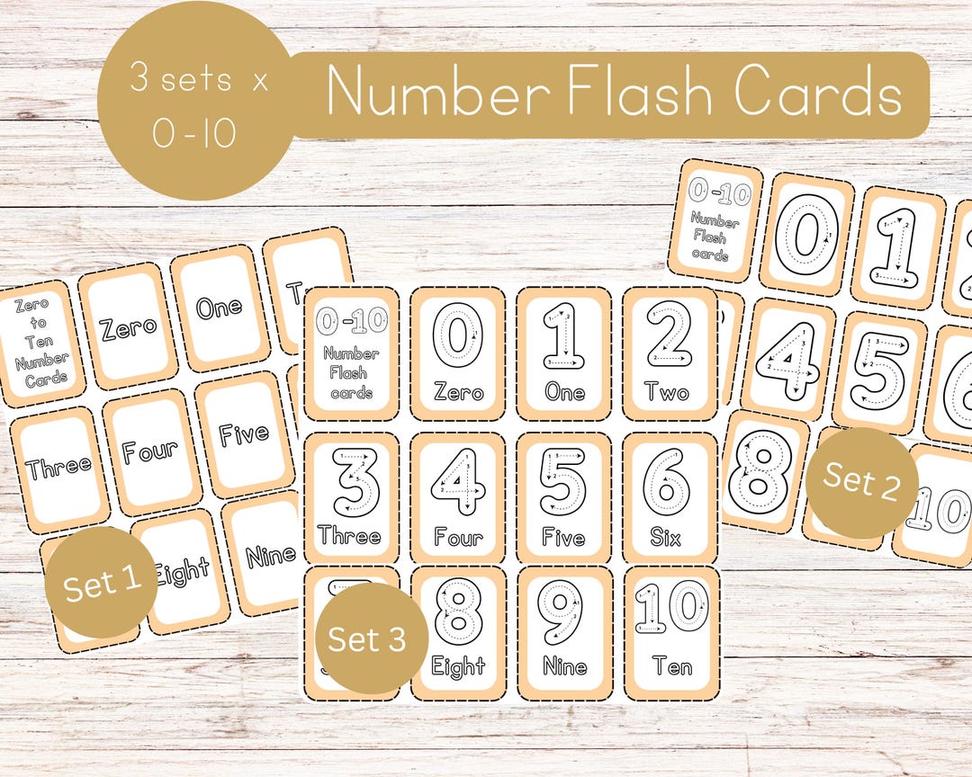 Number Flash Cards Bundles, Preschool Counting Flashs Tracing Number ...
