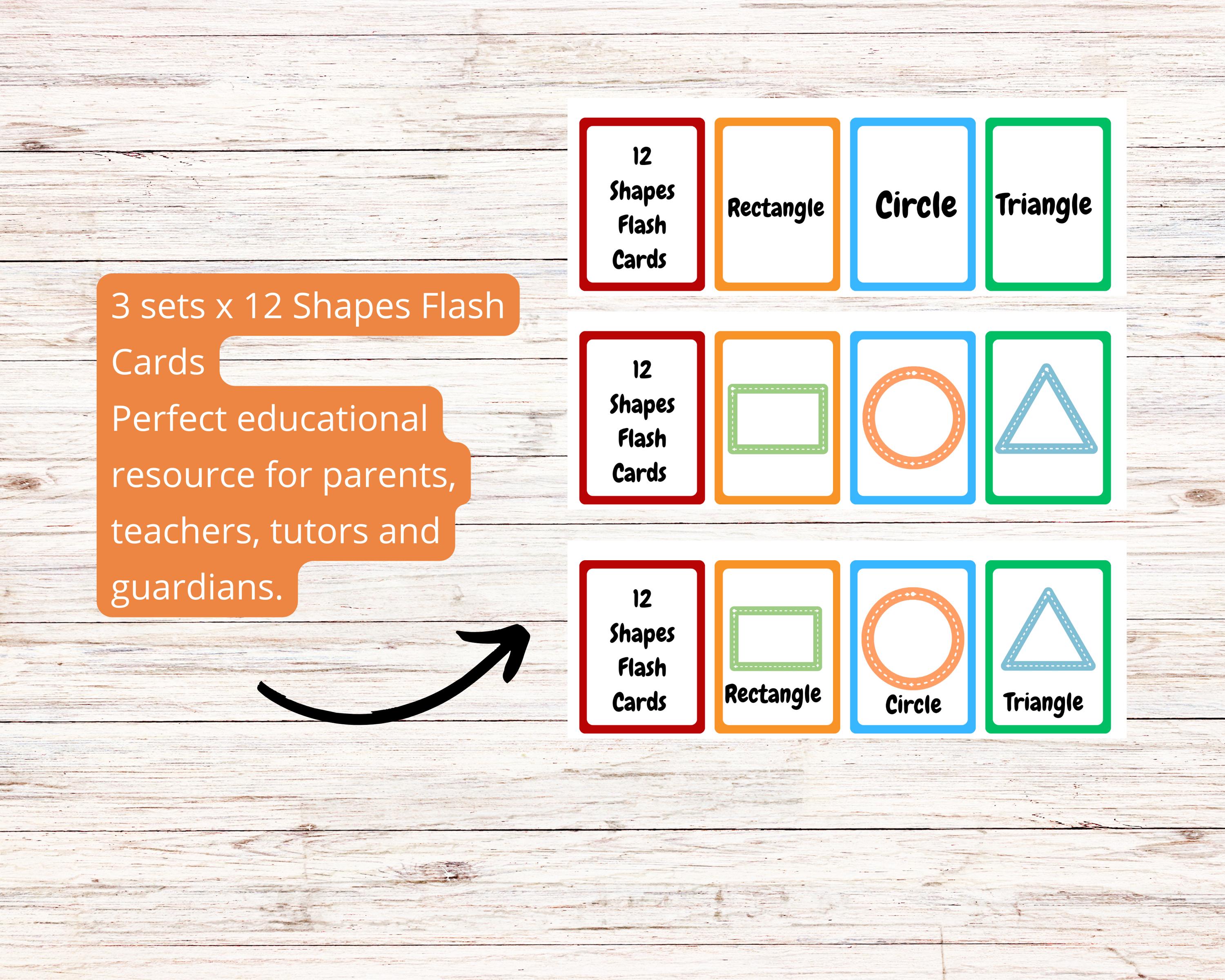 Shapes Tracing Cards, Preschool Full Page 2D Shapes Worksheets, Basic ...