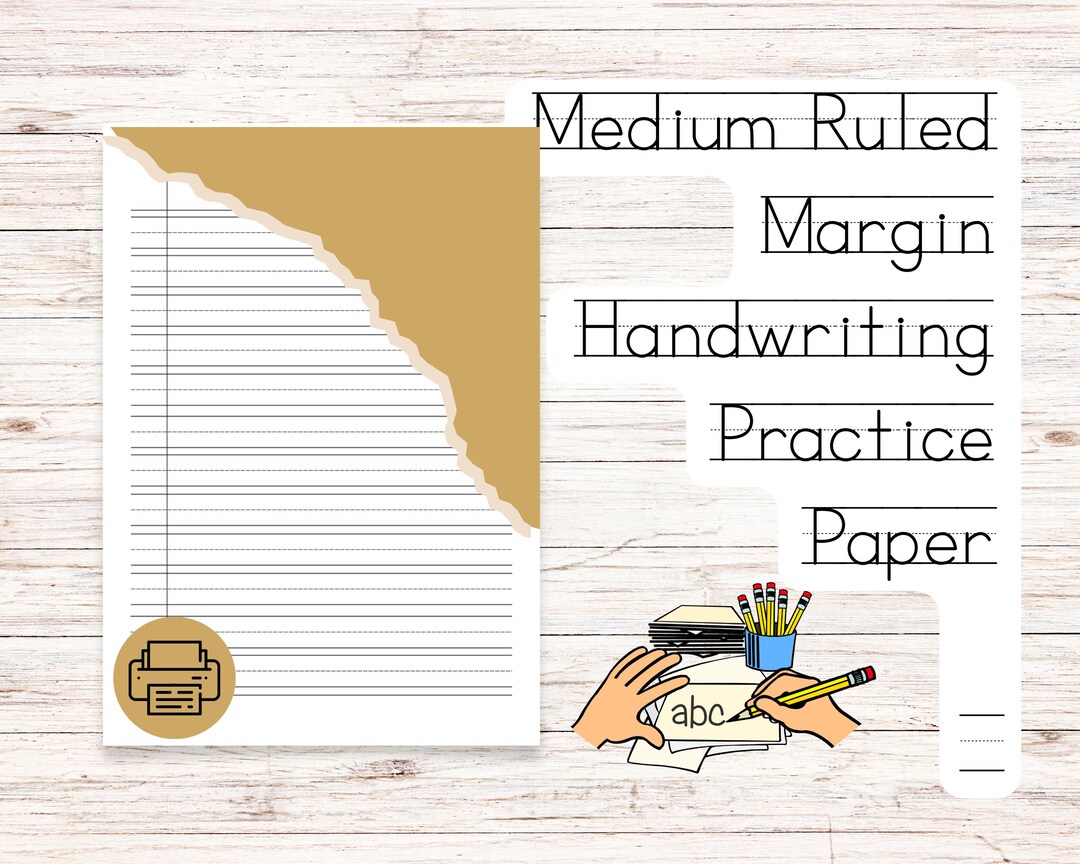 Medium Ruled-lined Handwriting Paper Printable Lined Paperpractice ...