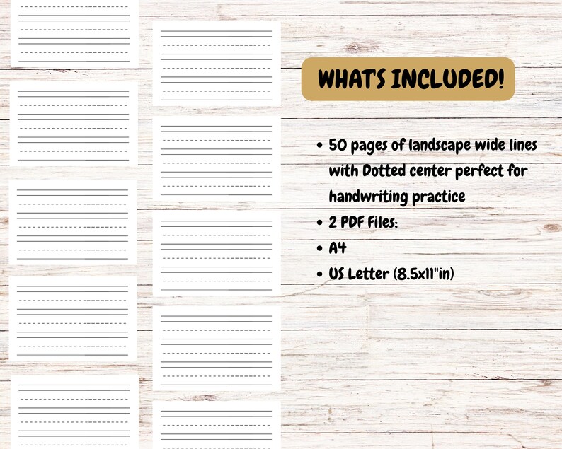 Wide-lined Handwriting Practice Paper: Penmanship Worksheet (PDF) - Etsy
