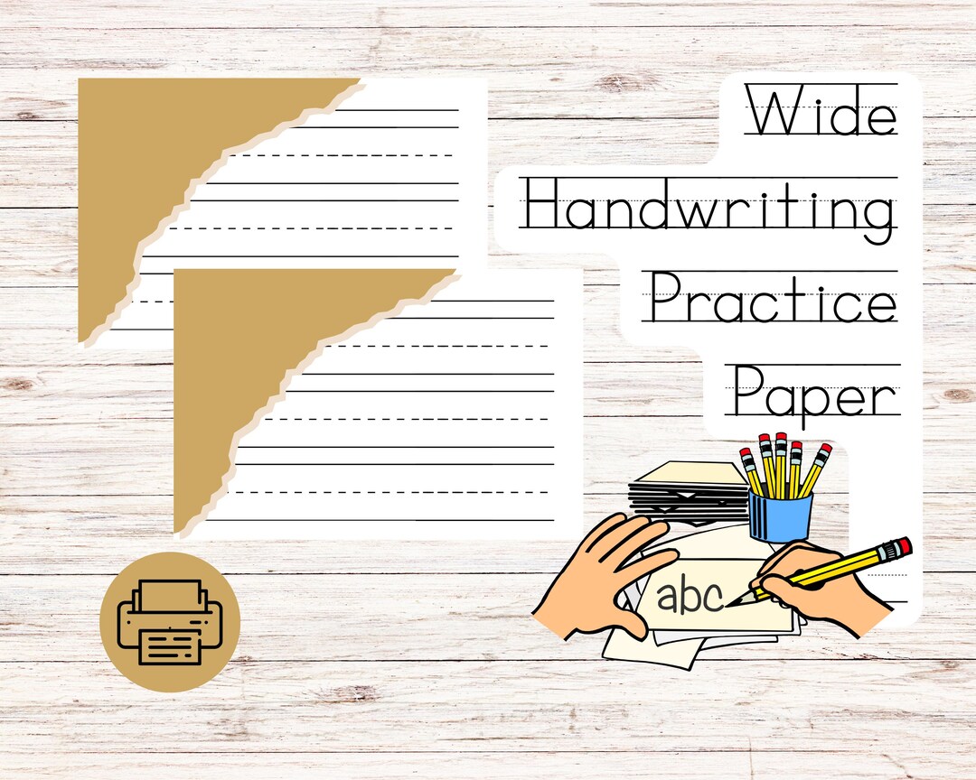 Wide Handwriting Paper Printable Kids Lined Paper Practice Writing ...
