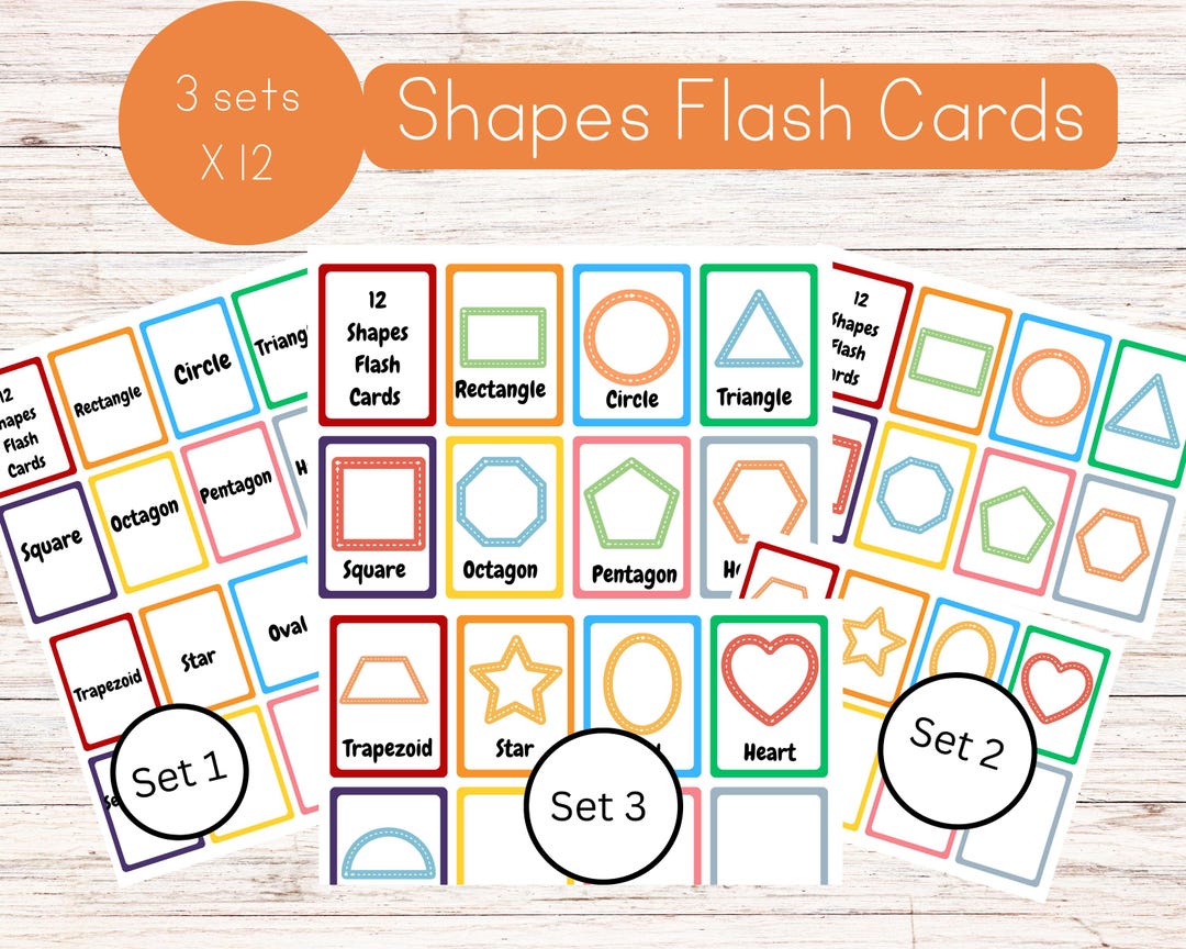 Shapes Tracing Cards, Preschool Full Page 2D Shapes Worksheets, Basic ...