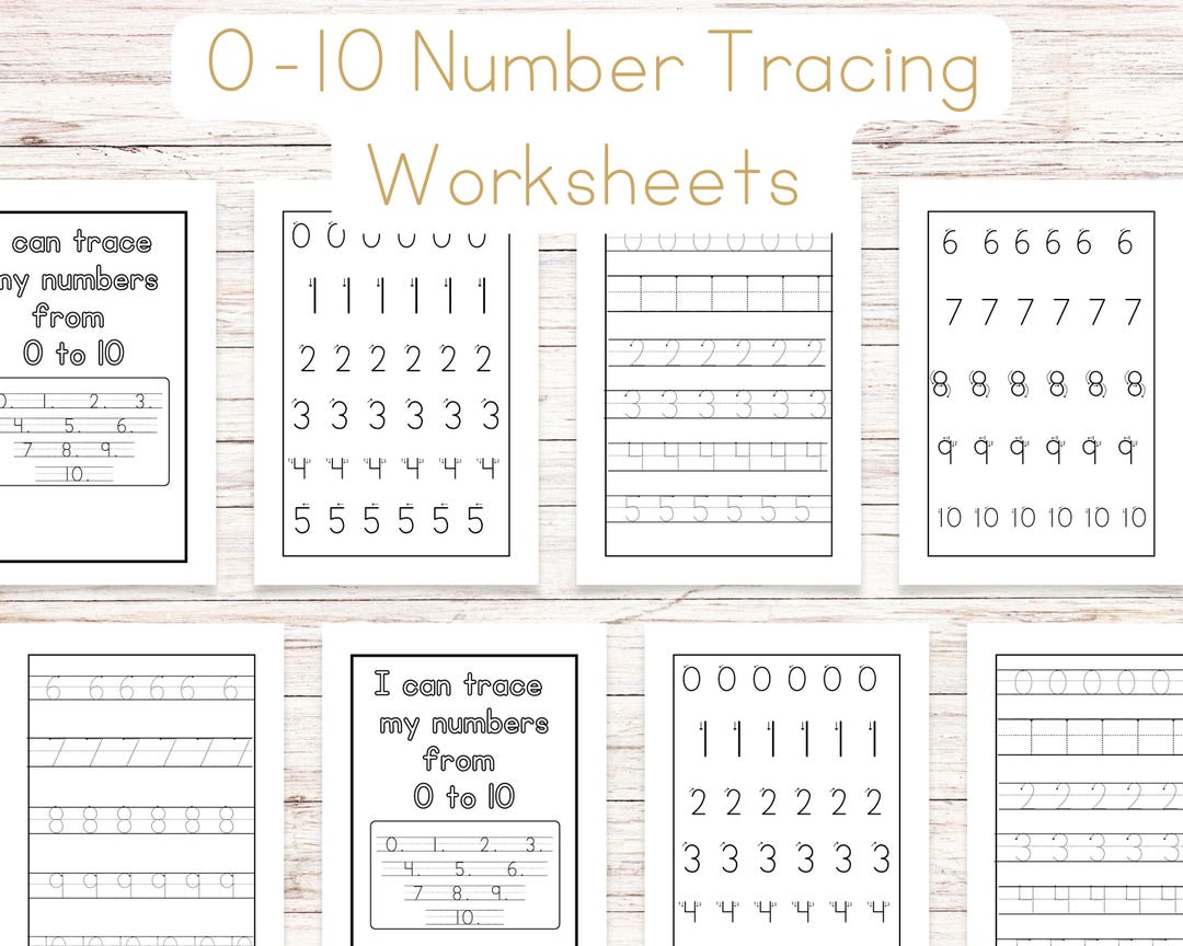 0-10 Number Tracing Worksheets Preschool Kindergarten Worksheets ...
