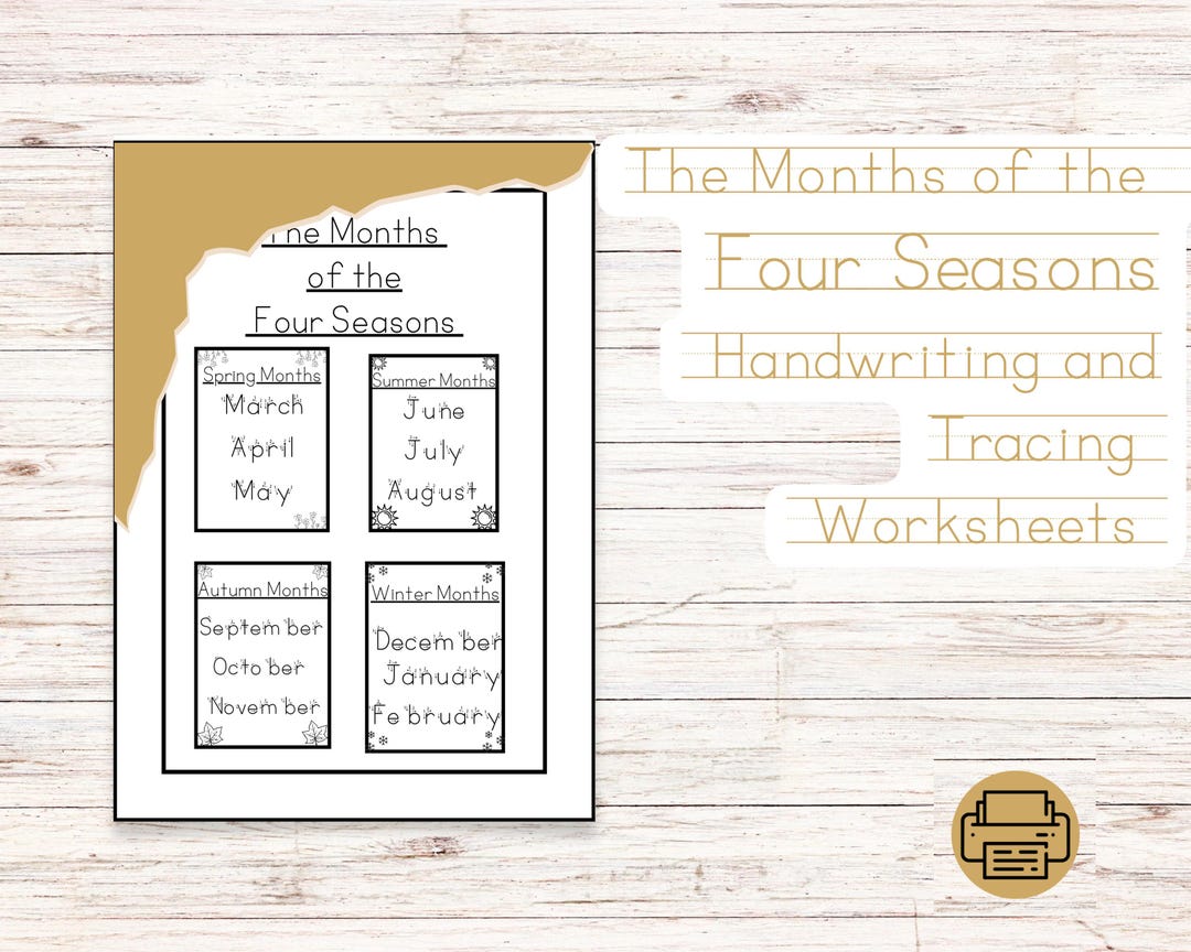 Months of the Seasons Worksheets for Preschool Kindergarten Printable ...
