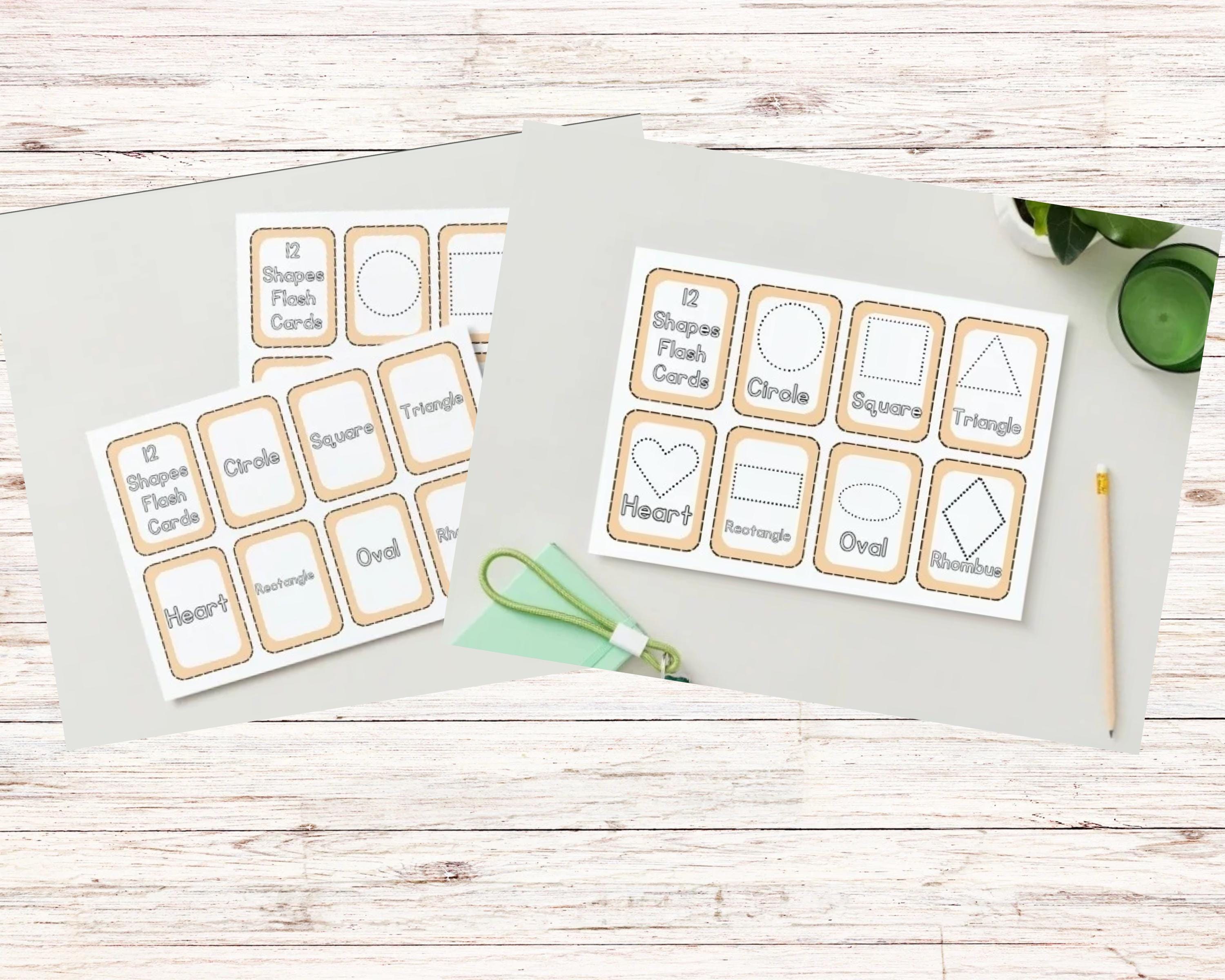 Shapes Tracing Cards, Preschool Full Page 2D Shapes Worksheets, Basic ...