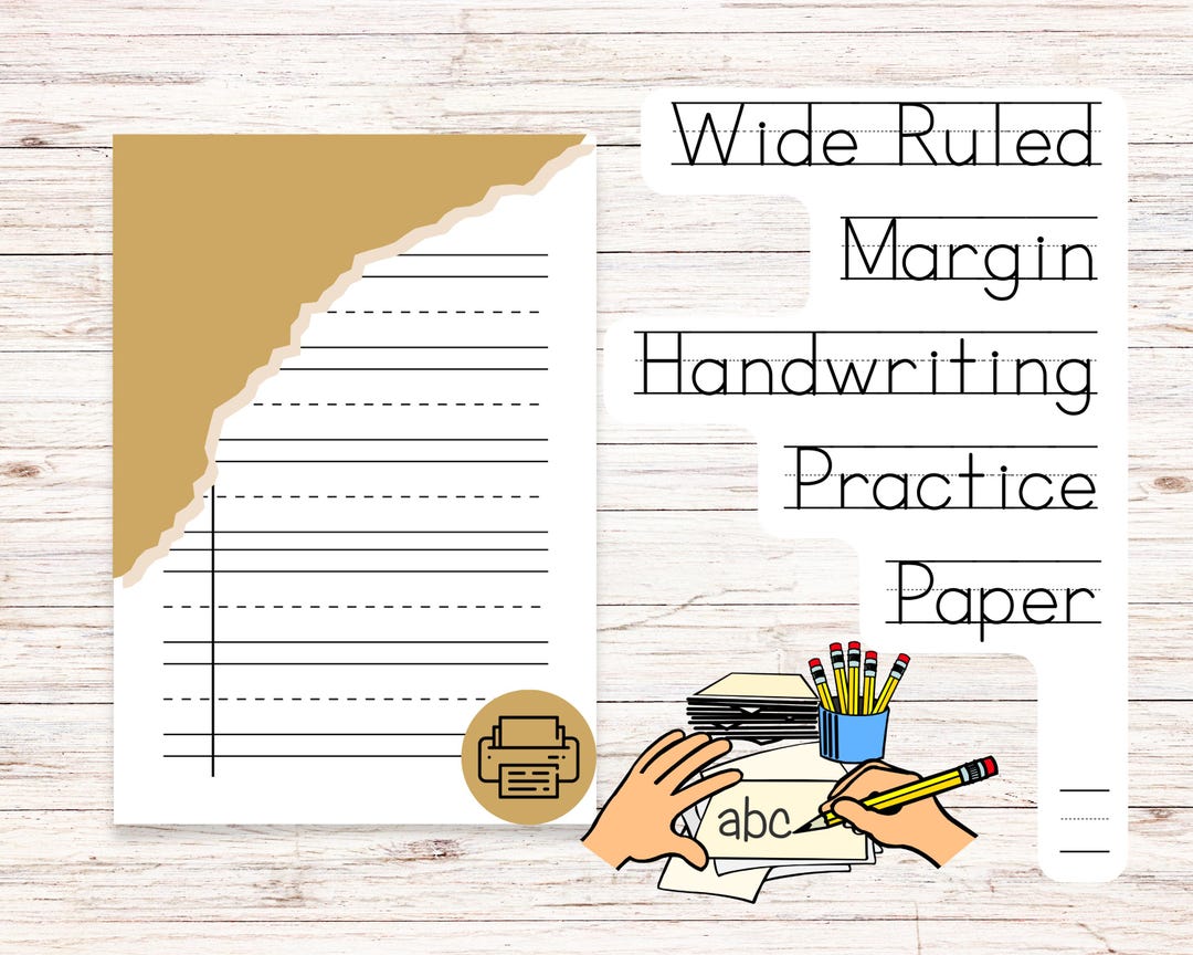 Wide Ruled Handwriting Paper Printable Kids Lined Paper Practice ...