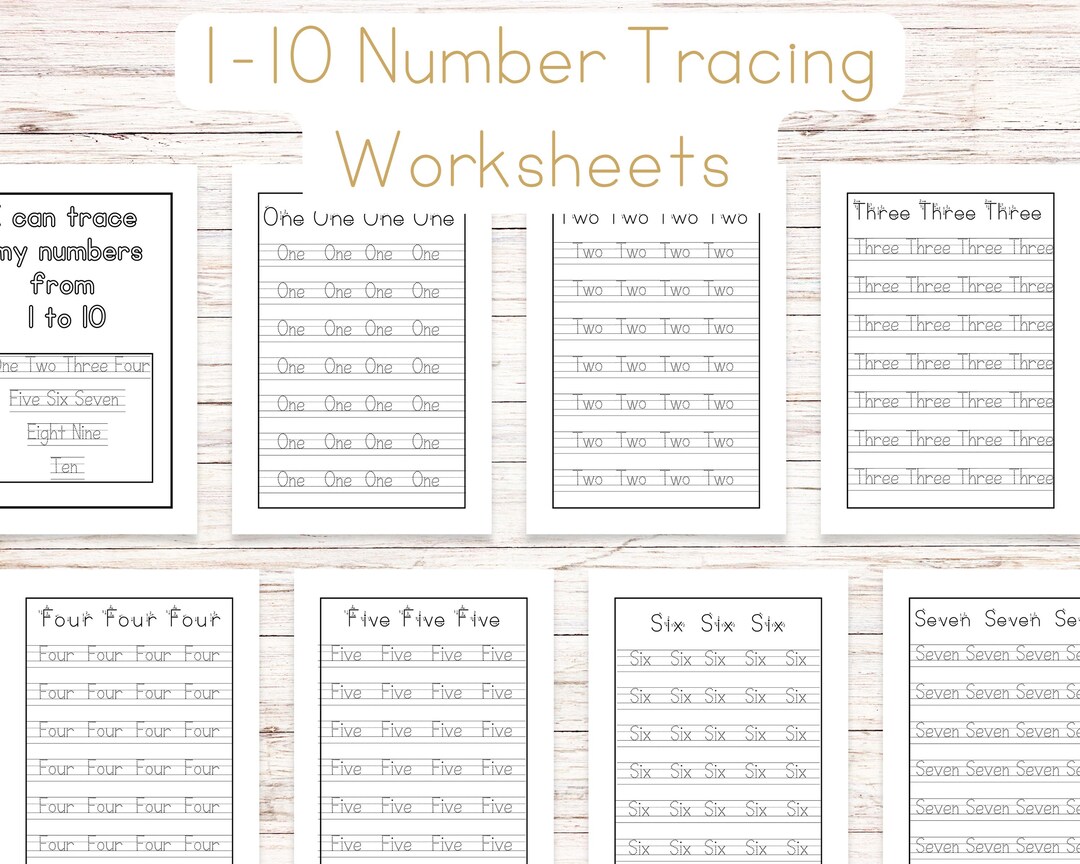 1-10 Number Tracing Worksheets Preschool Kindergarten Worksheets ...
