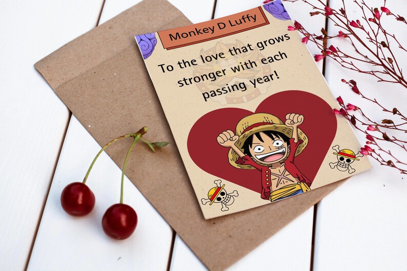 Monkey D Luffy Anime Greeting Card, Valentine's Card, Birthday Card ...