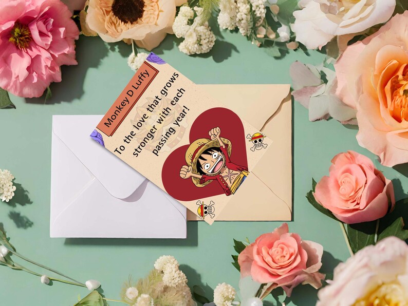 Monkey D Luffy Anime Greeting Card, Valentine's Card, Birthday Card ...