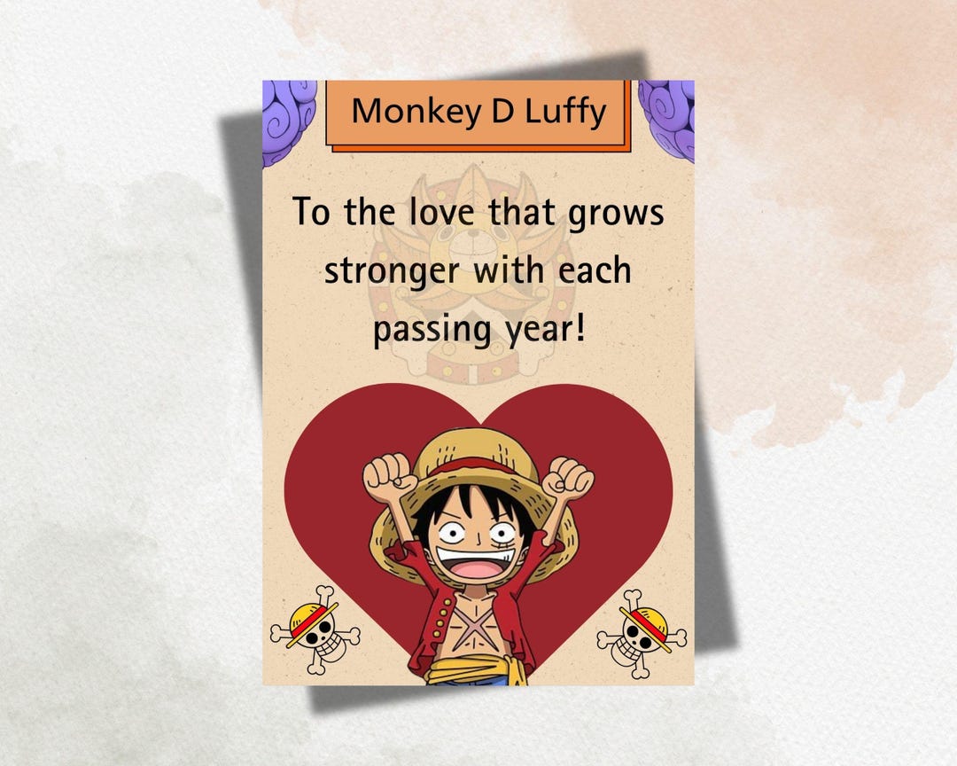 Monkey D Luffy Anime Greeting Card, Valentine's Card, Birthday Card ...