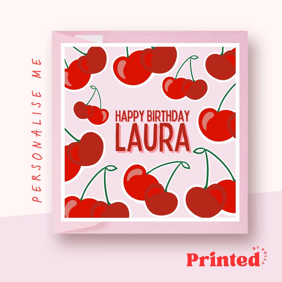 Personalised Cherry Birthday Card for Her! Celebrate in Style With This ...