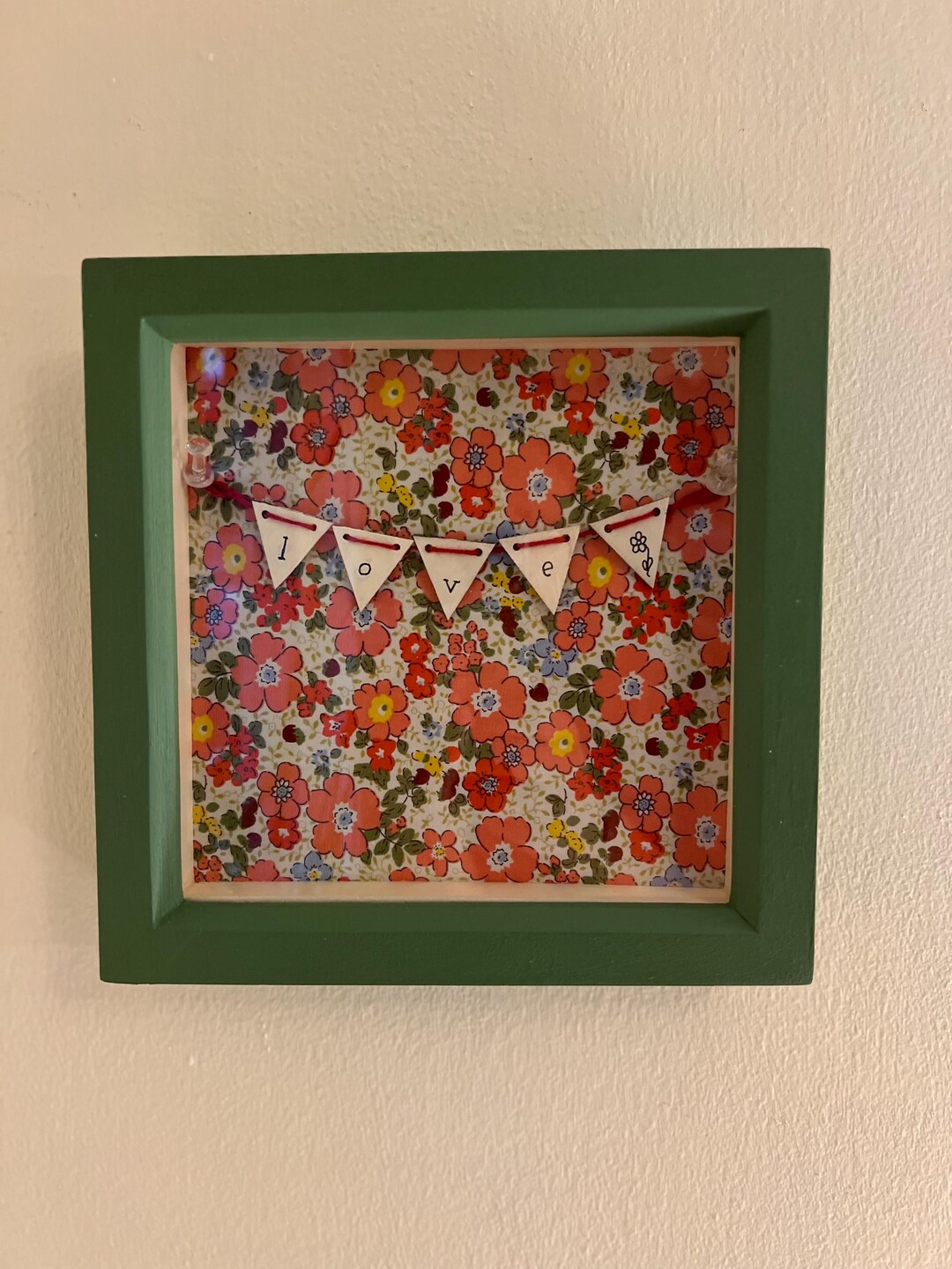 The Ellie: Deep Box Picture Frame With Coral Floral Fabric Design ...