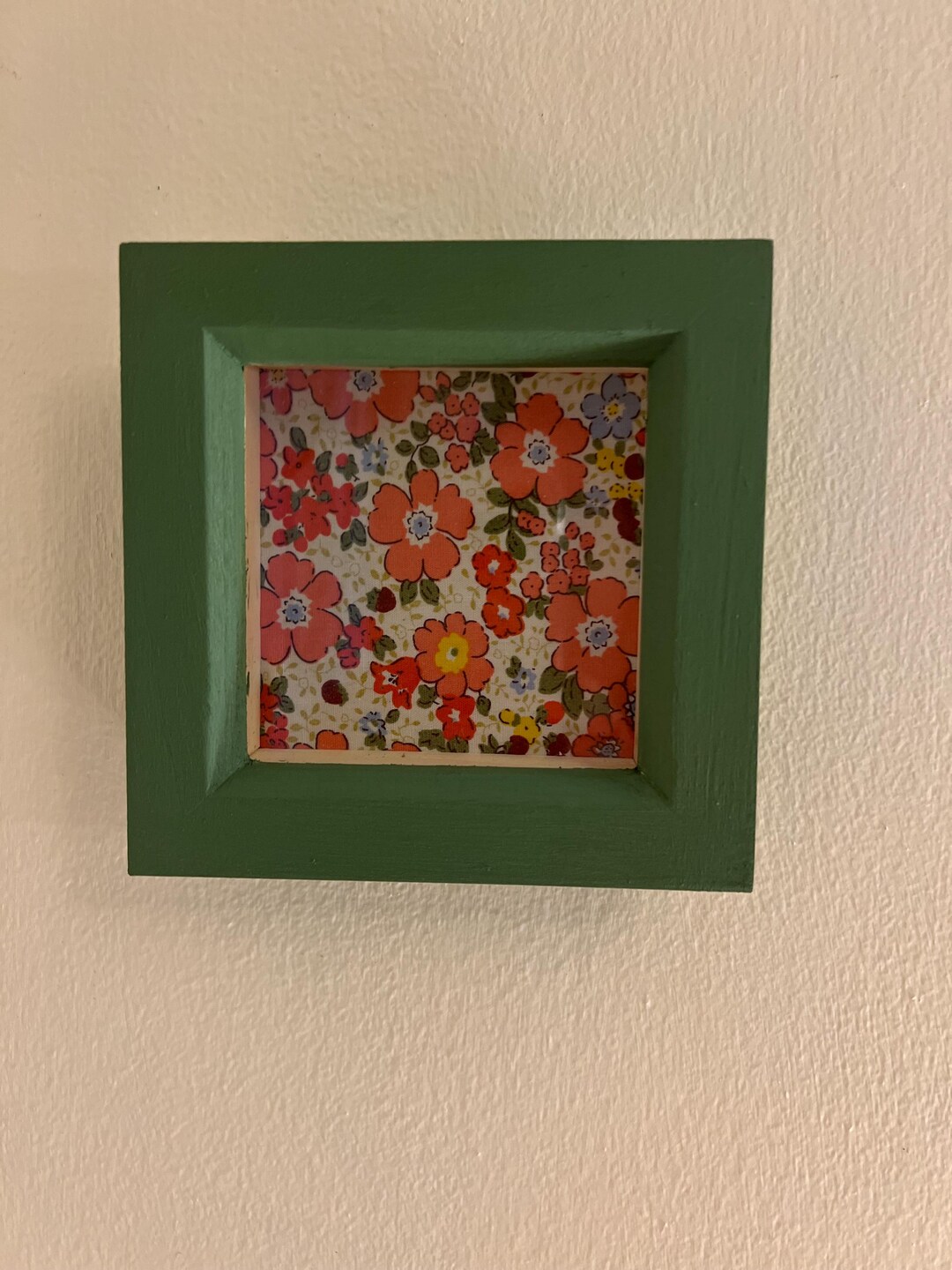 The Ellie: Deep Box Picture Frame With Coral Floral Fabric Design ...