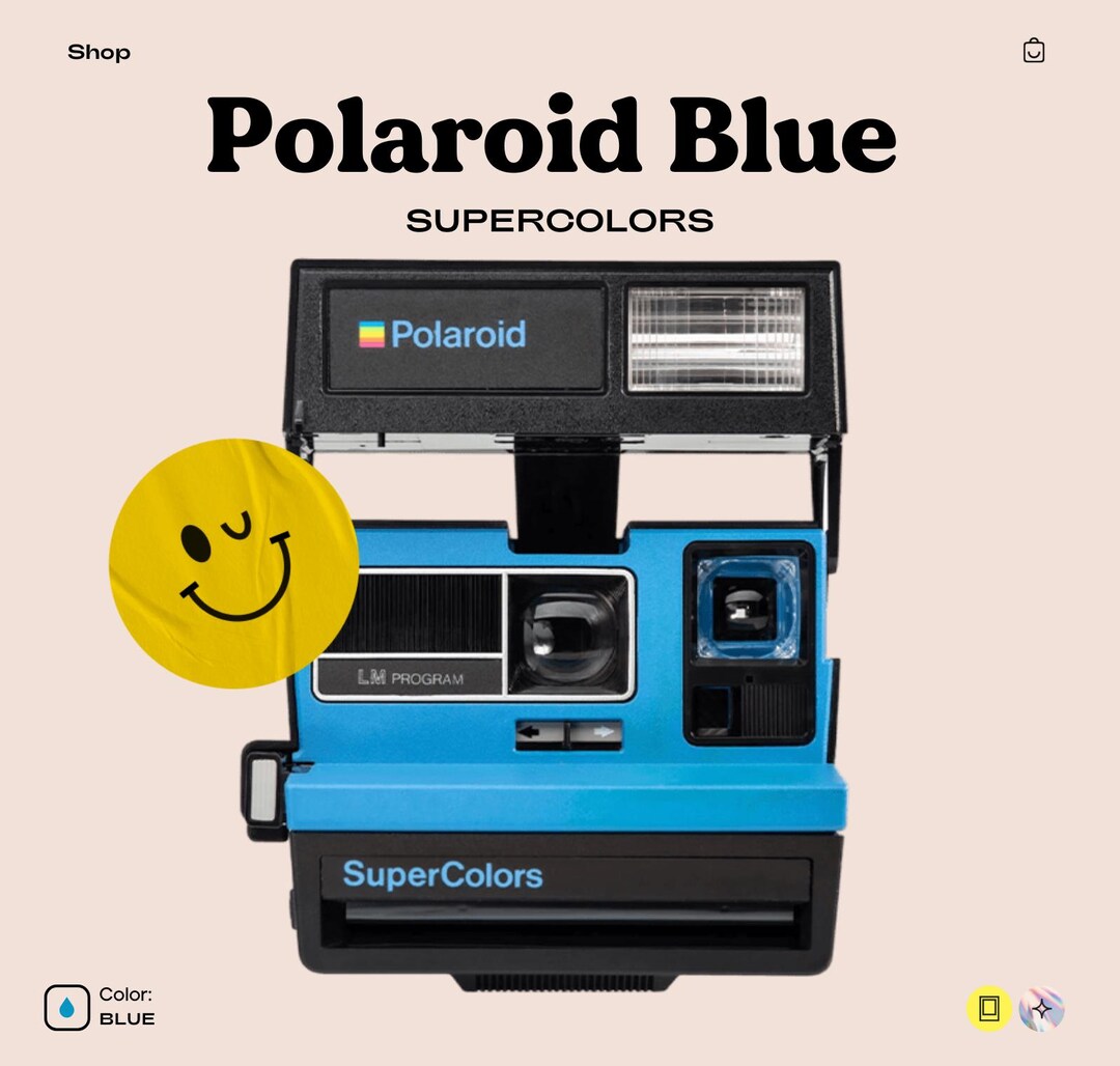 Vintage Polaroid Supercolor 600 Blue Instant Camera Refurbished Retro ...