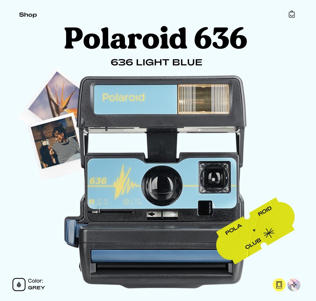 Polaroid 636 Light Blue Instant Camera - Vintage 600 Film Camera With ...