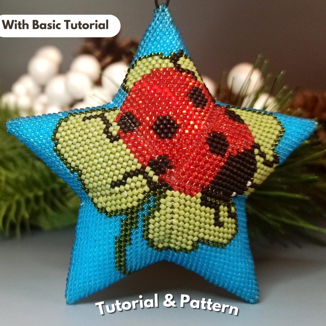 Beading Tutorial & Pattern 3D Peyote Star ladybug With Basic ...