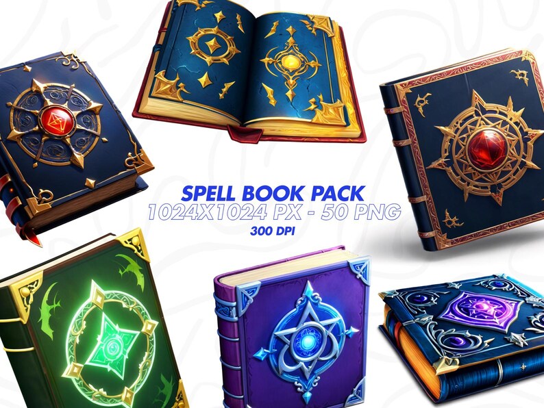 Fantasy Spell Book Prop Icons Pack Game Asset PNG Files Magic Tome ...
