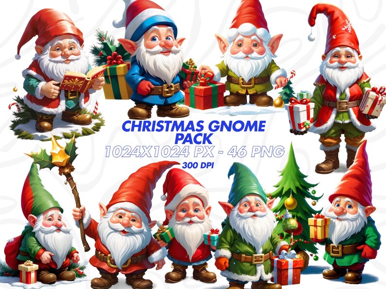Christmas Gnomes Clipart Set,traditional Christmas Clipart PNG, Truck ...