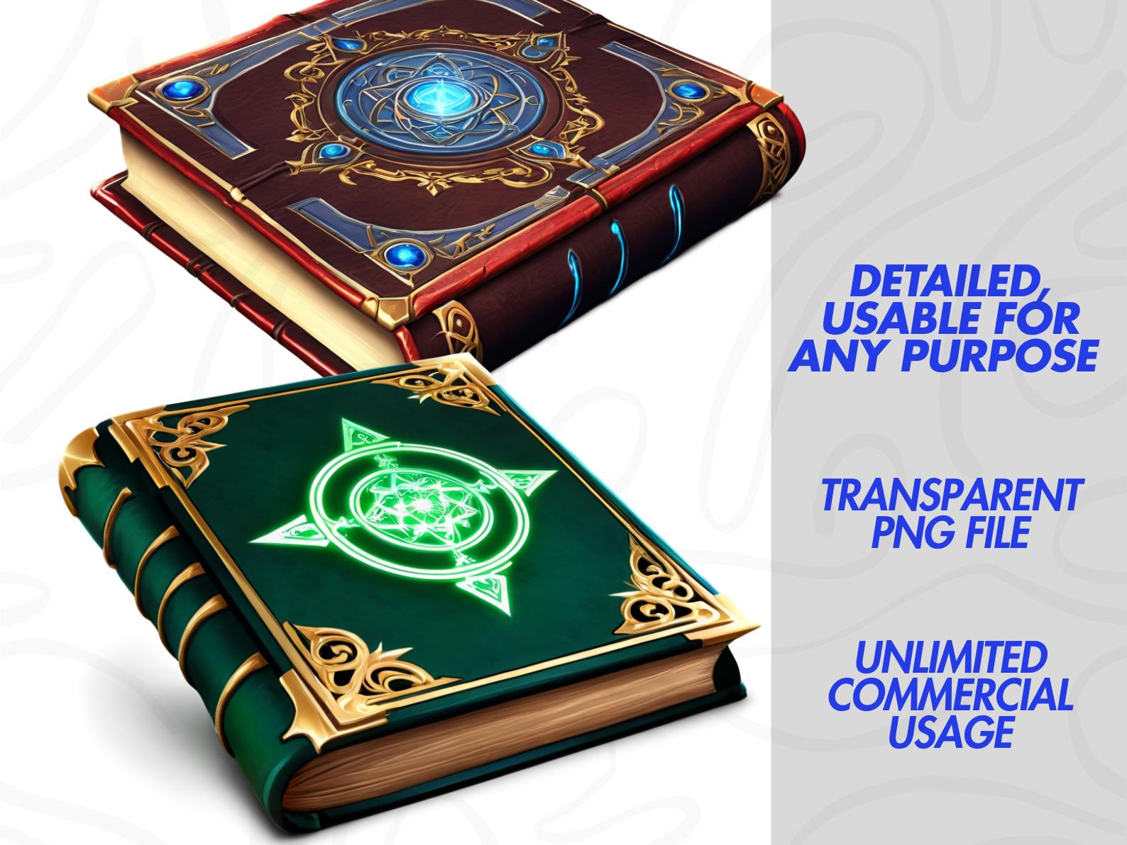 Fantasy Spell Book Prop Icons Pack Game Asset PNG Files Magic Tome ...