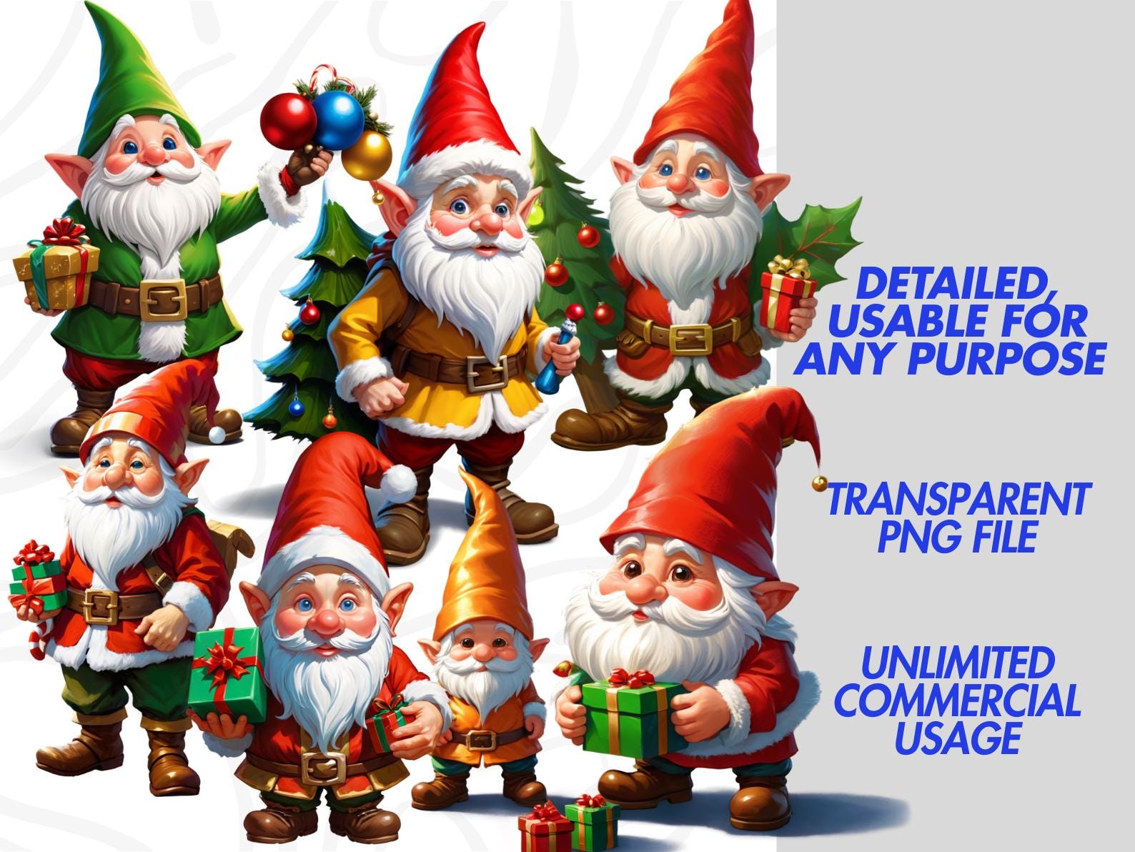 Christmas Gnomes Clipart Set,traditional Christmas Clipart PNG, Truck ...