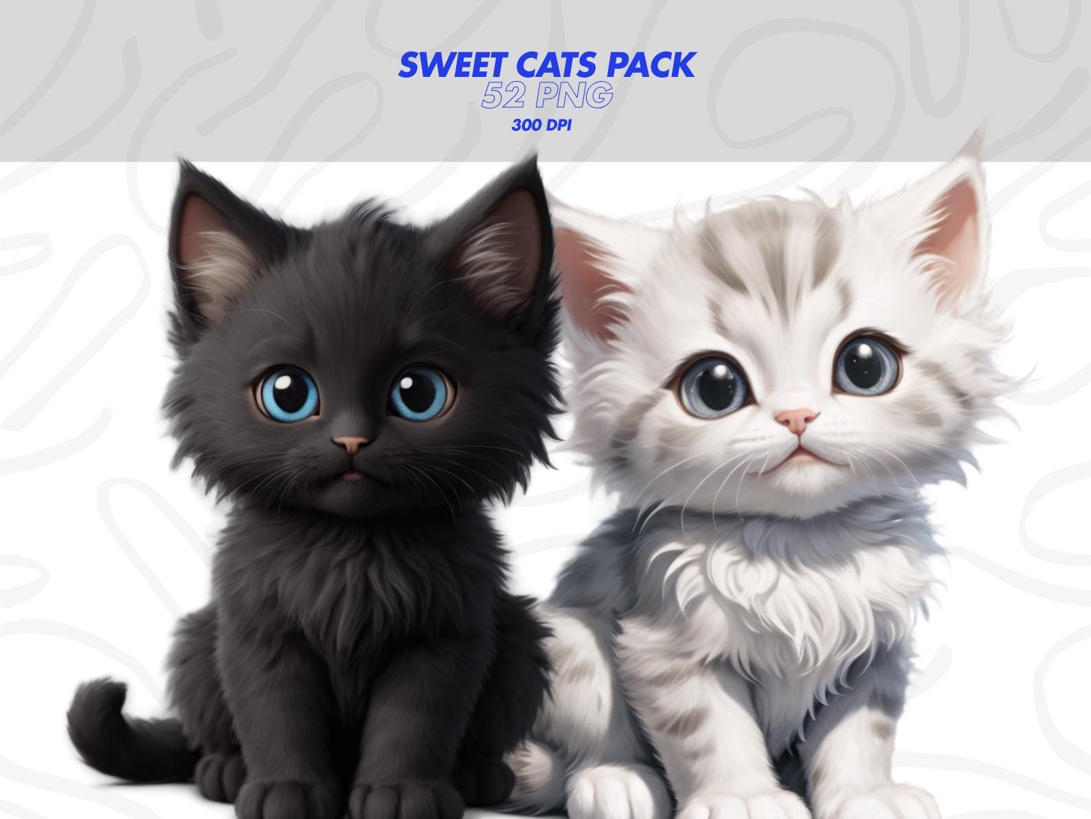 Sweet Cats Clipart Bundle, Cute Cat PNG, Kitten Graphics, Happy Baby ...