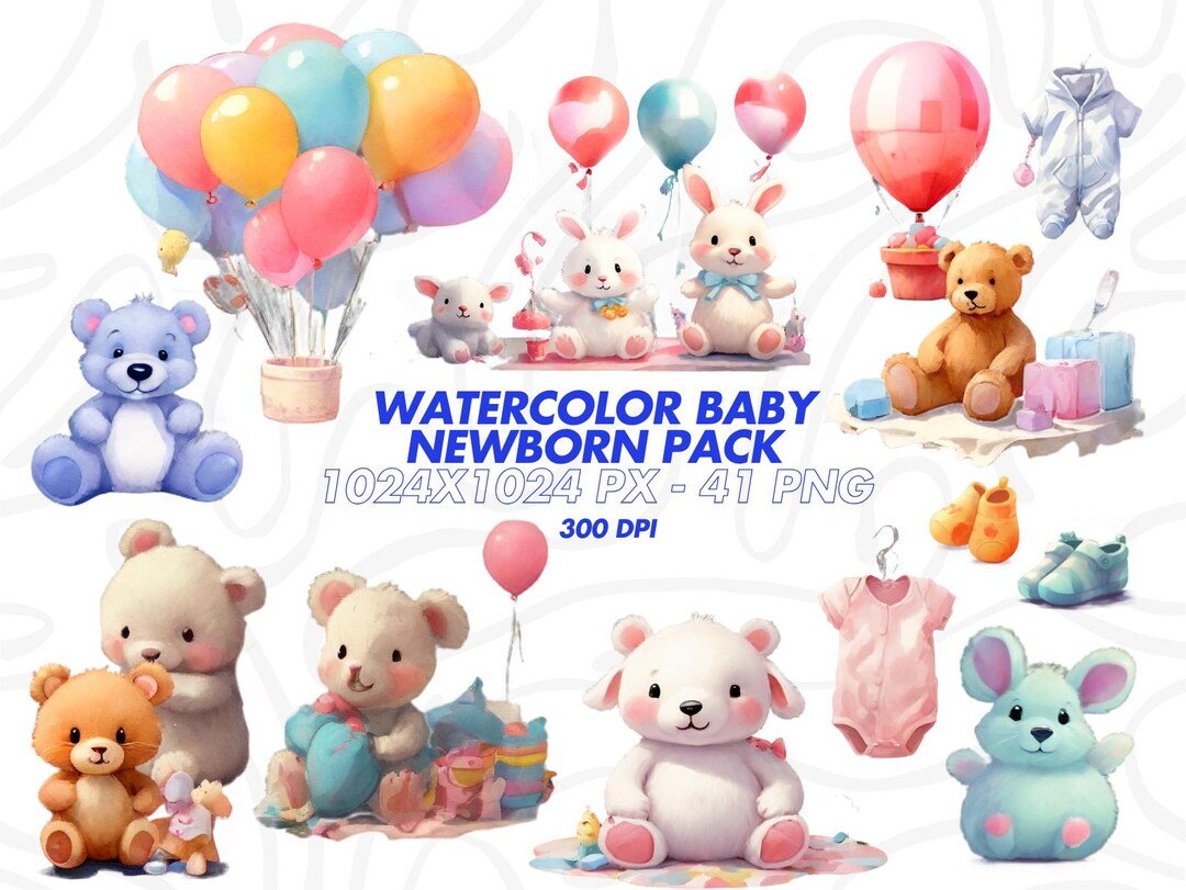 Watercolor Newborn Baby Clipart, Welcome Baby, Baby Shower, Newborn ...