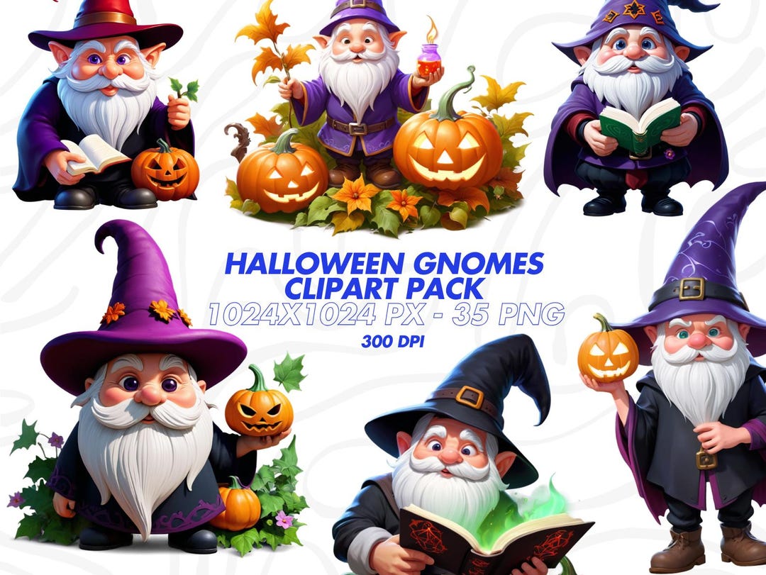 Halloween Gnome Clipart, Gnome PNG, Fall Gnomes, Instant Download ...