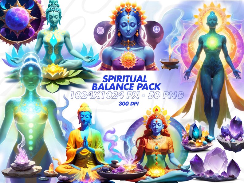 Spiritual Clipart Bundle, Sacred Symbols, Crystals & Mystical Art | PNG ...