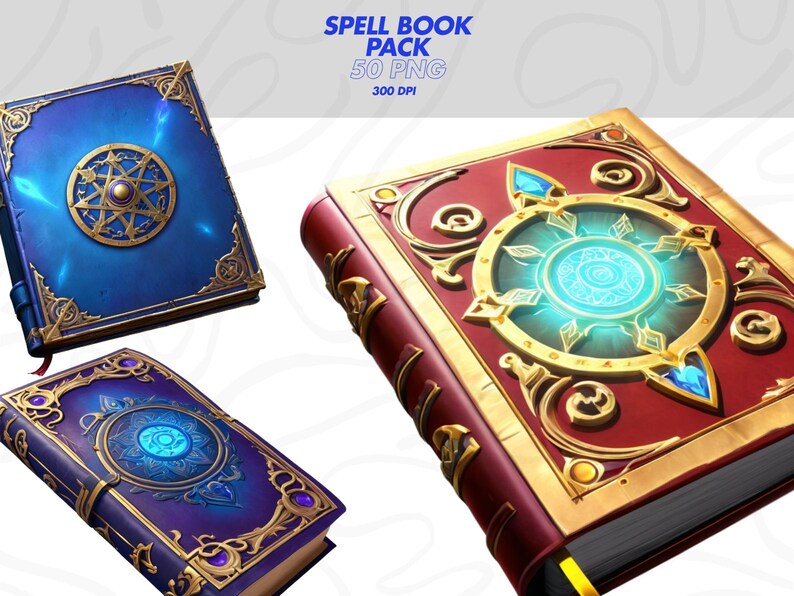 Fantasy Spell Book Prop Icons Pack Game Asset PNG Files Magic Tome ...