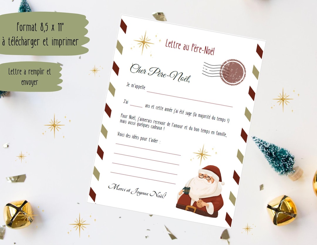Letter to Santa Claus French to Print and Fill Out - Etsy Canada