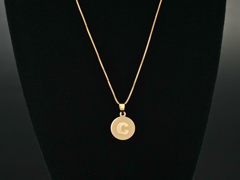 Personalized Initial Disc Pendant, Solid Gold or Sterling Silver ...