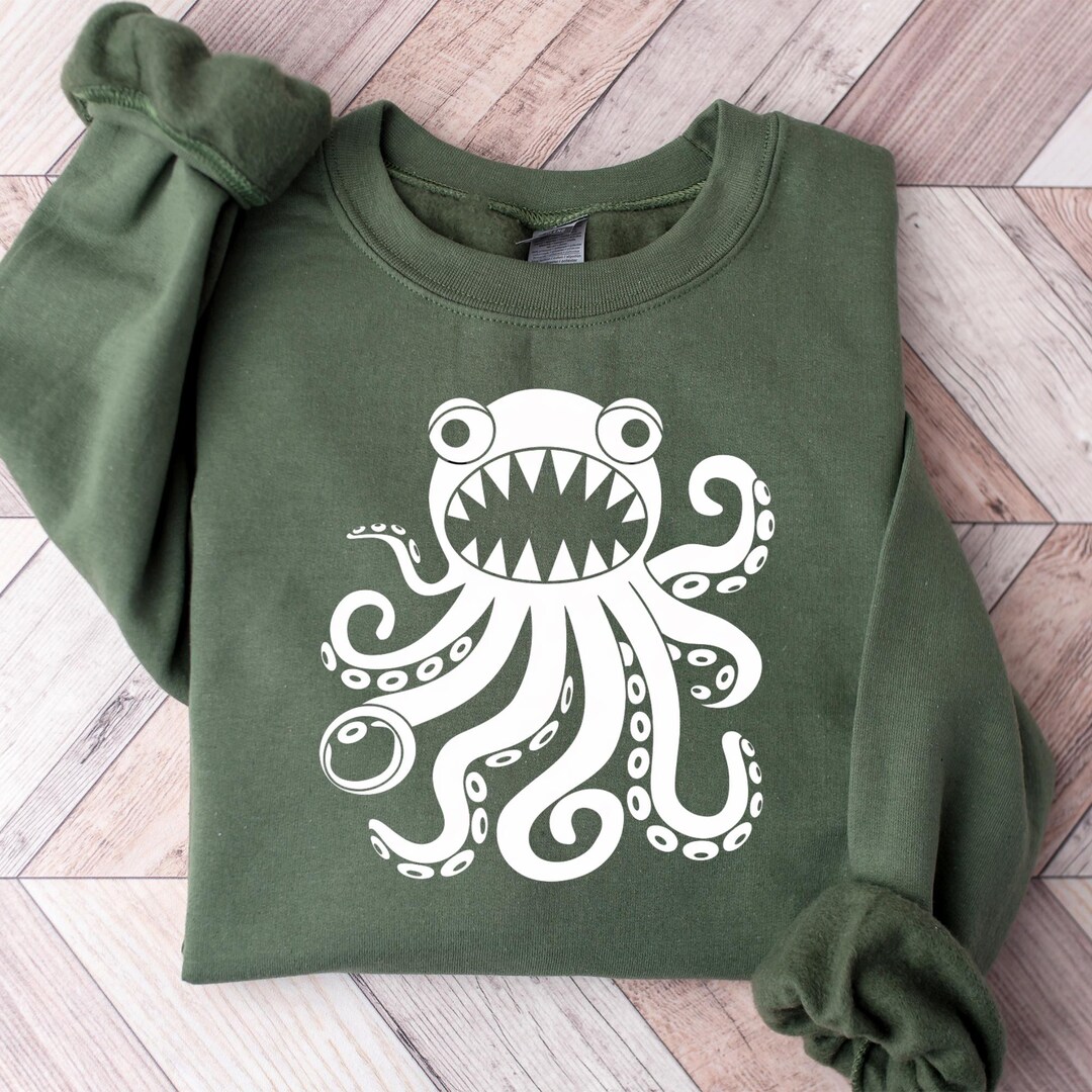 STRAIGHT CUT Cozy Sweater, Monster Design, Crew Neck Unisex, Folk Art ...