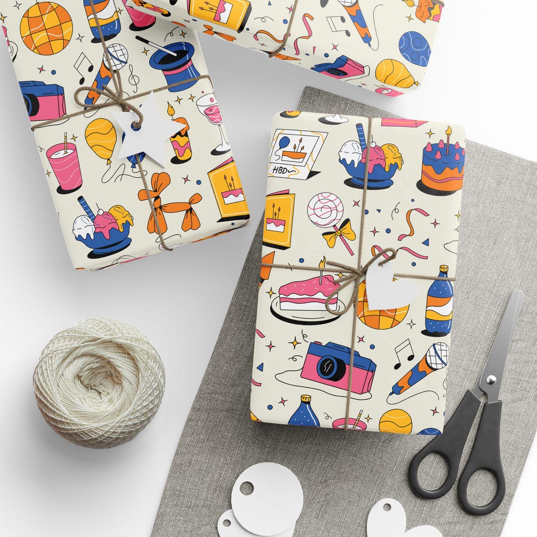 Party Time Wrapping Papers Disco Ball & Streamers Gift Wrap ...