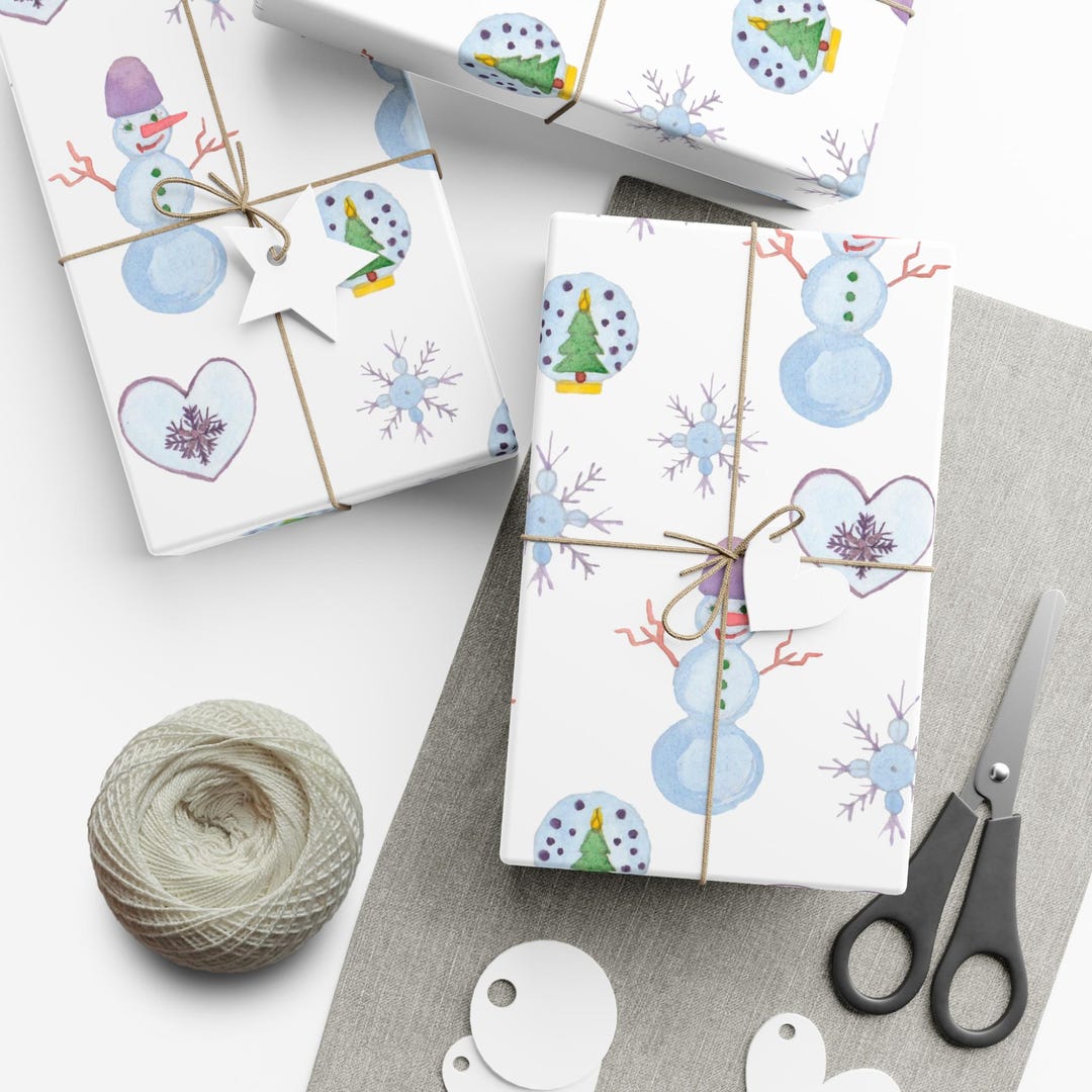 Wrapping Paper Snowflakes, Snowmen, Snowglobes, Christmas Gift Wrap ...