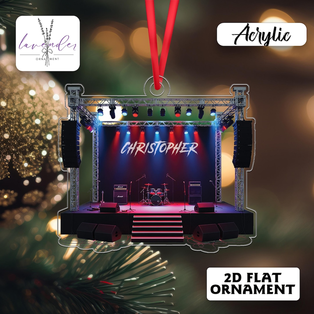 Personalized Music Stage Cutout Ornament, Custom Name Concert Christmas ...