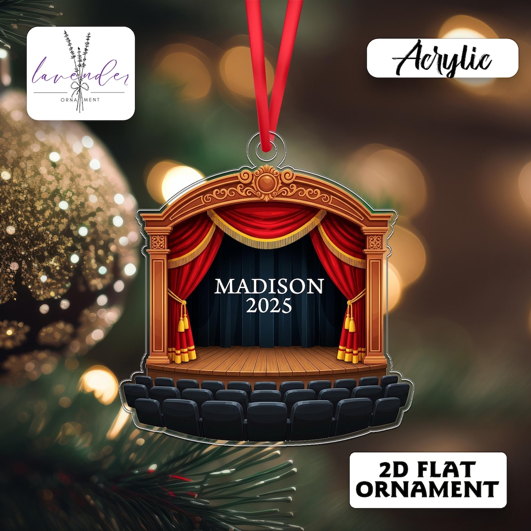 Personalized Theater Stage Cutout Ornament, Custom Name Drama Christmas ...