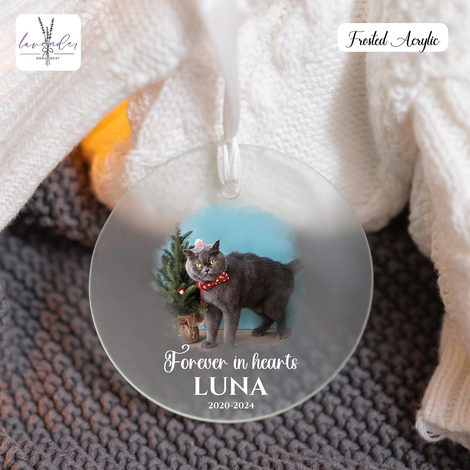 Personalized Cat Memorial Ornament, Custom Photo Acrylic Ornament - Etsy