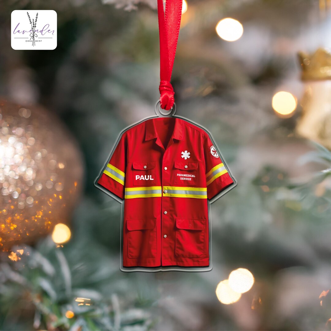 Personalized Name Paramedic Uniform Car Ornament, Custom Flat Christmas ...