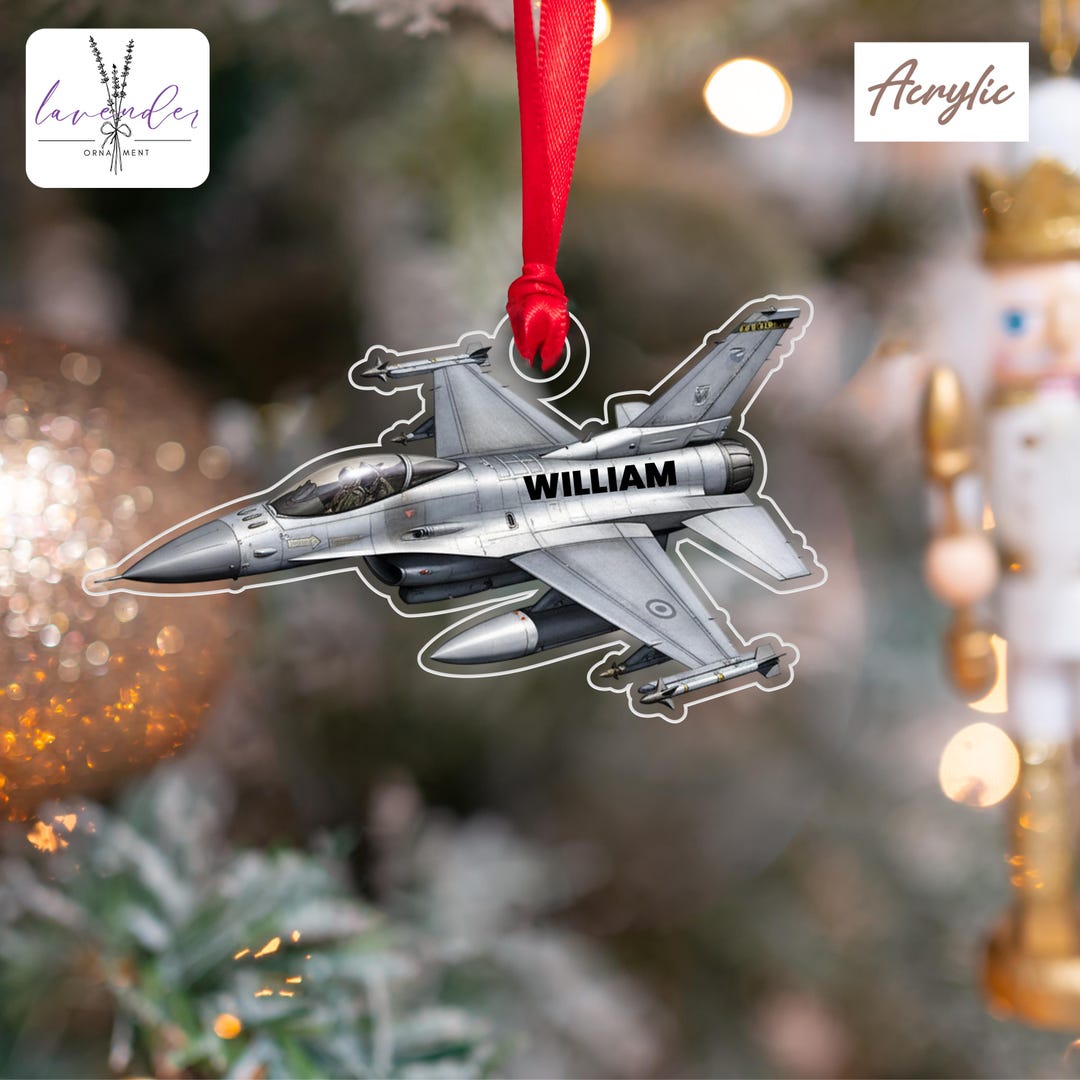 Custom Name Fighter Jet Ornament, Military Pilot Gift, Aviation ...