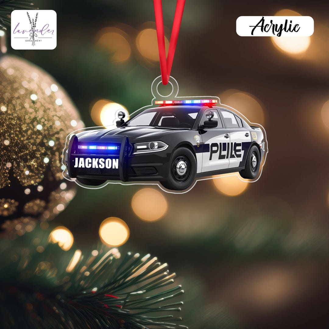 Custom Name Police Car Ornament, Policeman Gift, Acrylic 2D Flat - Etsy