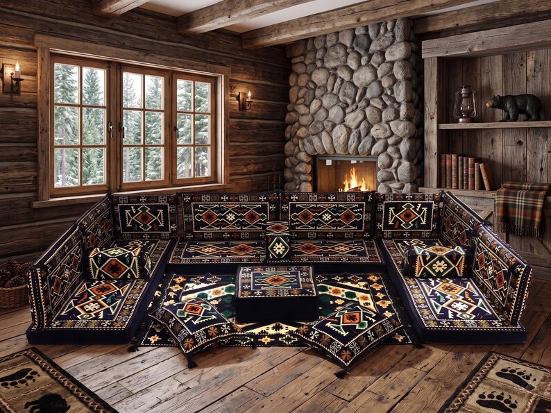 Moroccan Style Floor Seating, Kilim Modular Sofa, Arabic Majlis Bench ...