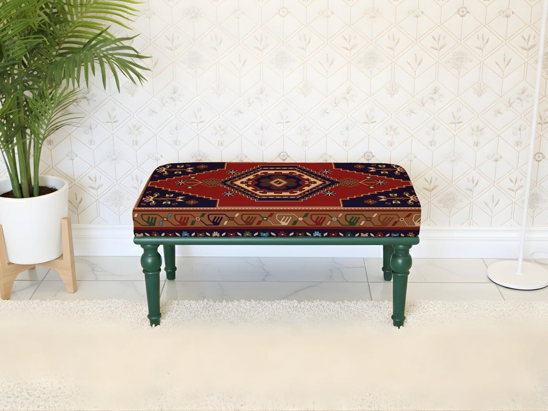 Accent Bench, Home Decor Seating, Boho Bench, Bedroom Stool, Retro ...