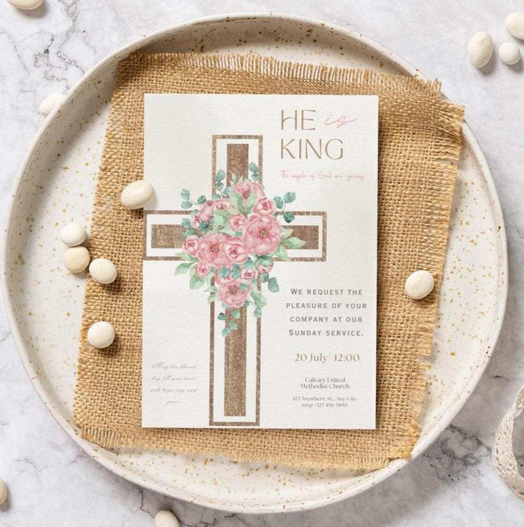 Printable Sunday Service Church Invitation, Canva Template, Church ...