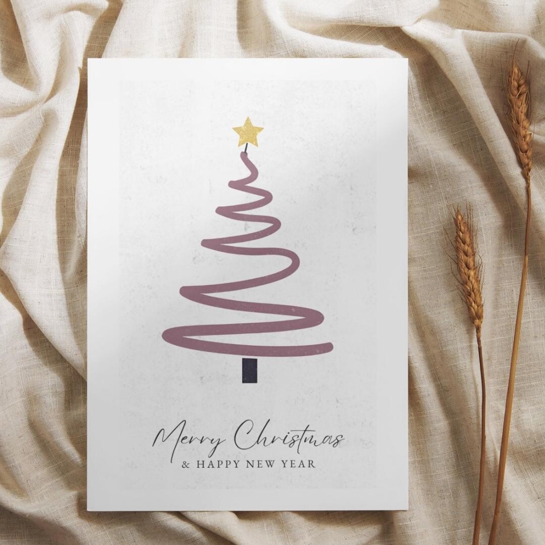 Purple Shimmer Christmas Tree Holiday Greetings Card Template - Etsy