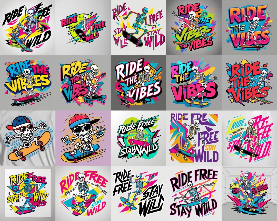 100 Skating Skeleton T-shirt Designs: Bold, Edgy, and Ready to Roll - Etsy